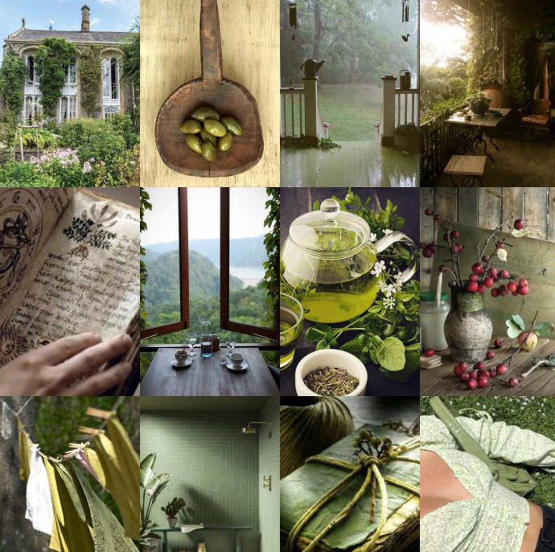 Green Cottagecore Wall Collage Kit Dreamy Photo Collage Kit Etsy