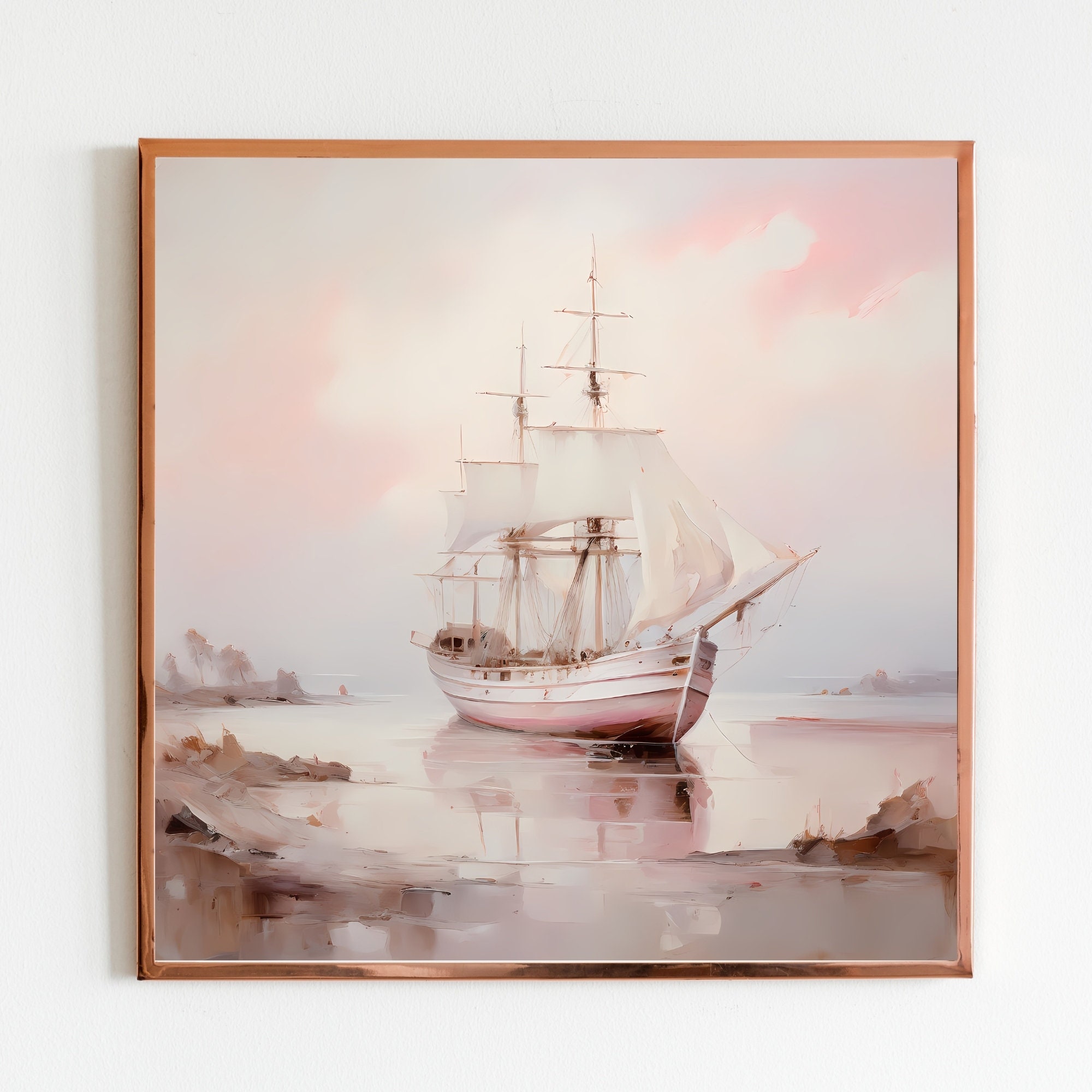 Nautical Ship Art | Vintage Ship Art | Neutral Seascape Print | AI Art ...