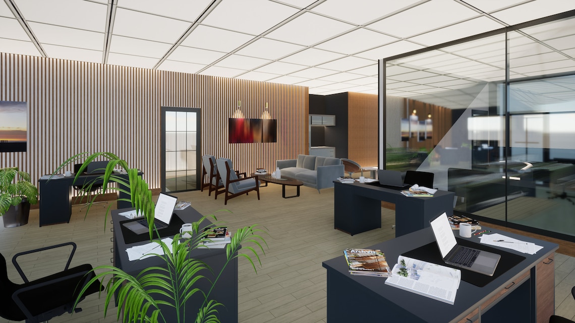 Working Room,office Design,online Interior House 3D Rendering, House ...