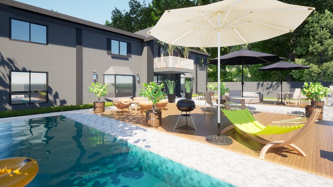 Backyard Design, Backyard Rendering, Garden 3D Design, Landscape ...