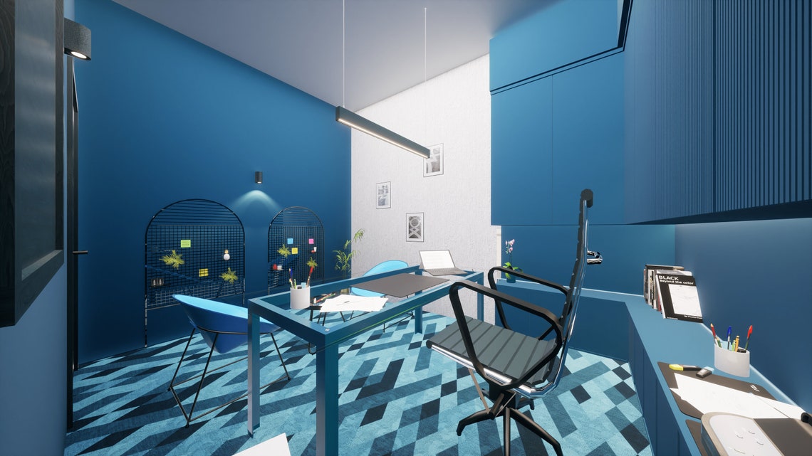 Working Room,office Design,online Interior House 3D Rendering, House ...