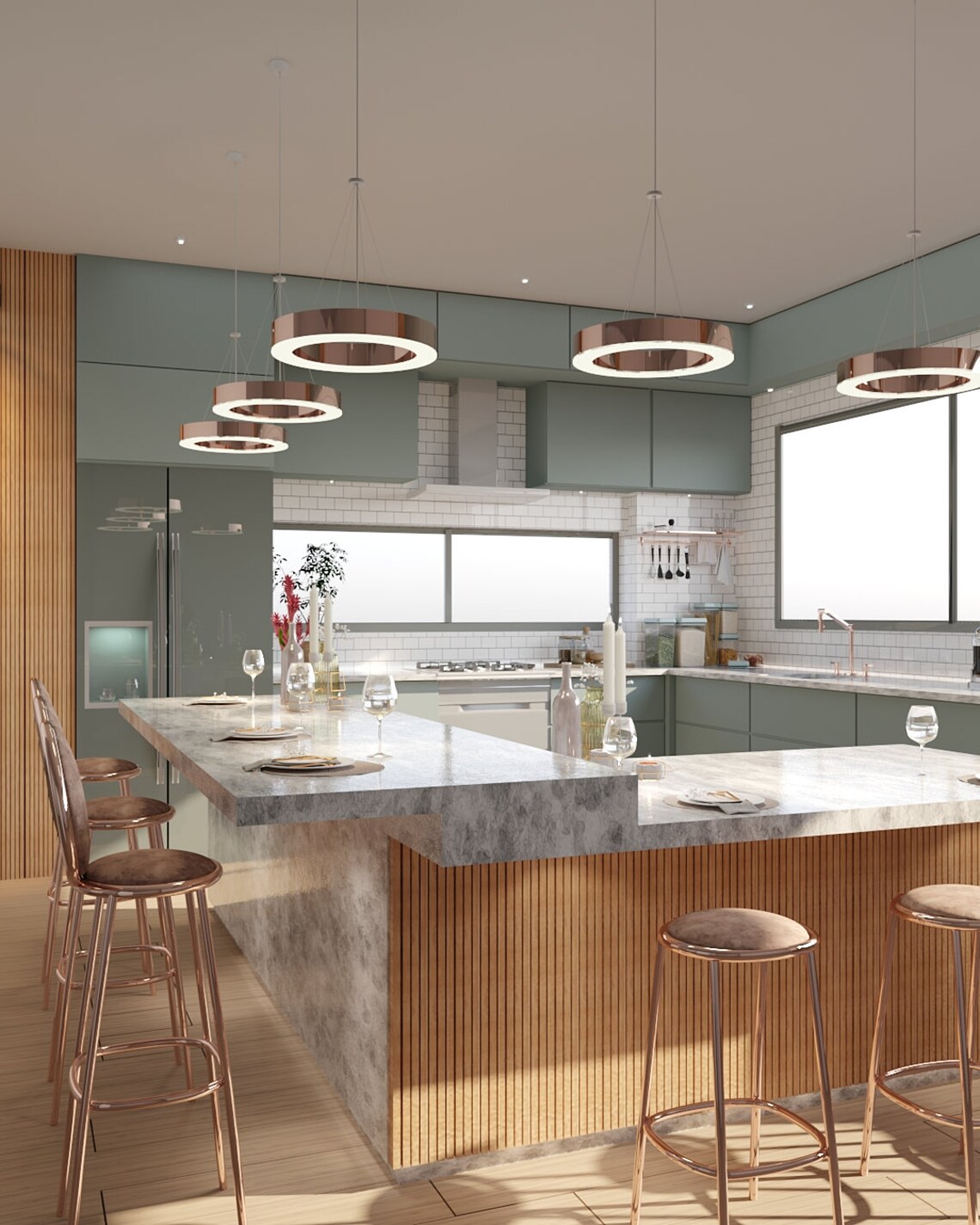Kitchen 3D Design, 3D Architectural Rendering, Custom Kitchen Design ...