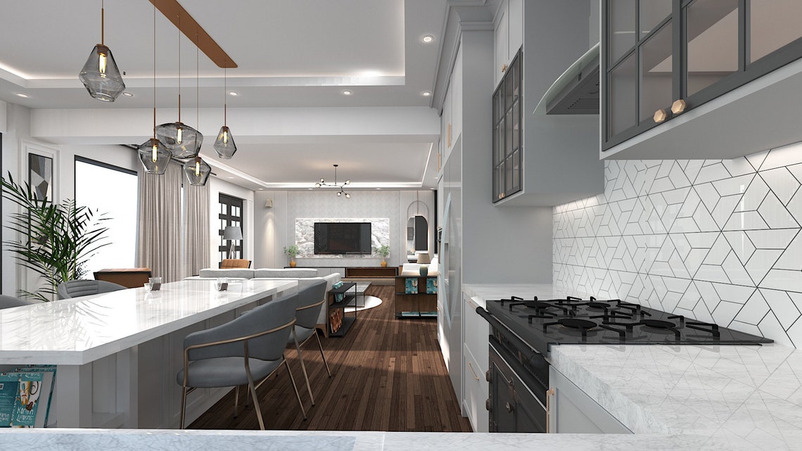 Kitchen 3D Design, 3D Architectural Rendering, Custom Kitchen Design ...