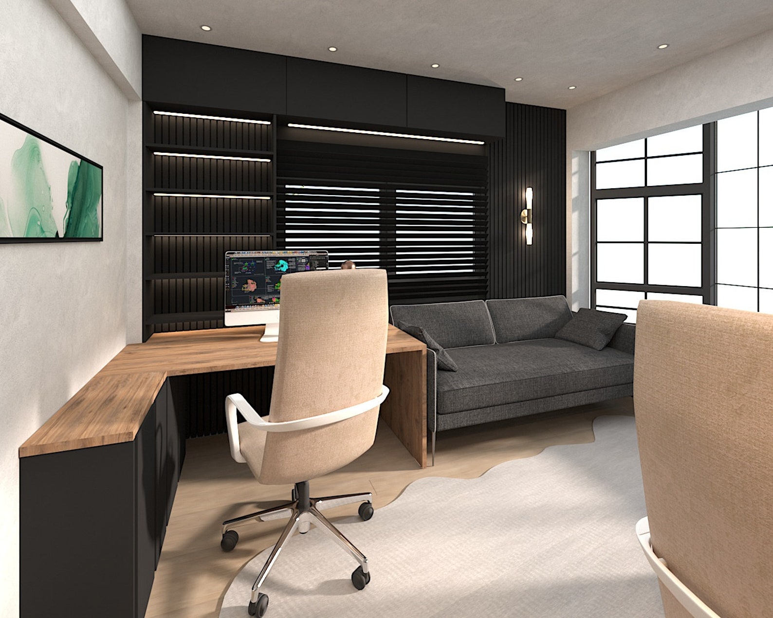 Working Room,office Design,online Interior House 3D Rendering, House ...