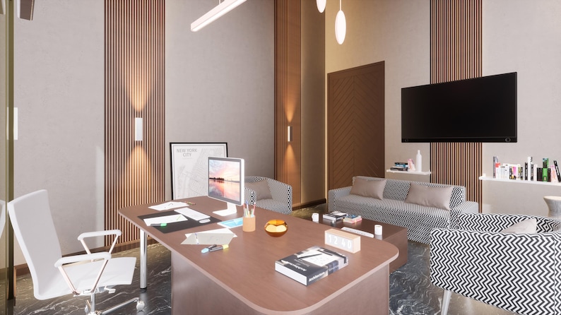 Working Room,office Design,online Interior House 3D Rendering, House ...