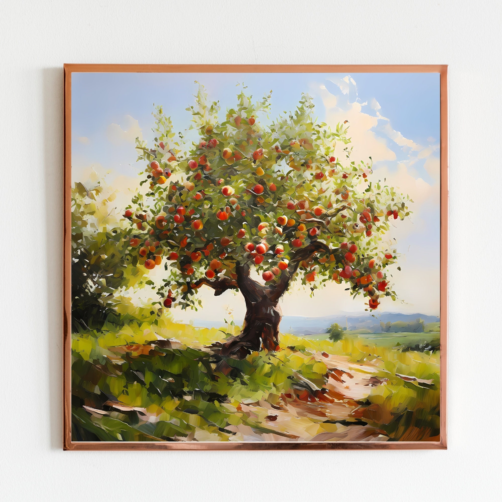 Apple Tree Art Vintage Apple Tree Print Rustic Farmhouse Kitchen Decor ...