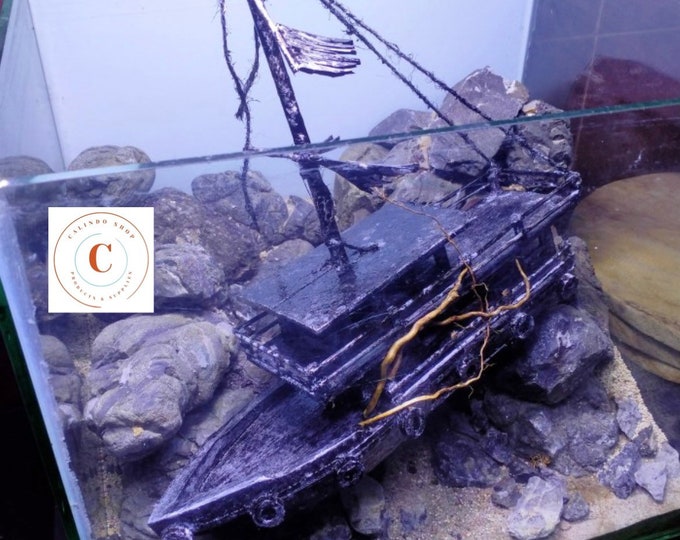 Wooden Ship Decoration for Aquarium, Wooden Shipwreck Aquascape ...