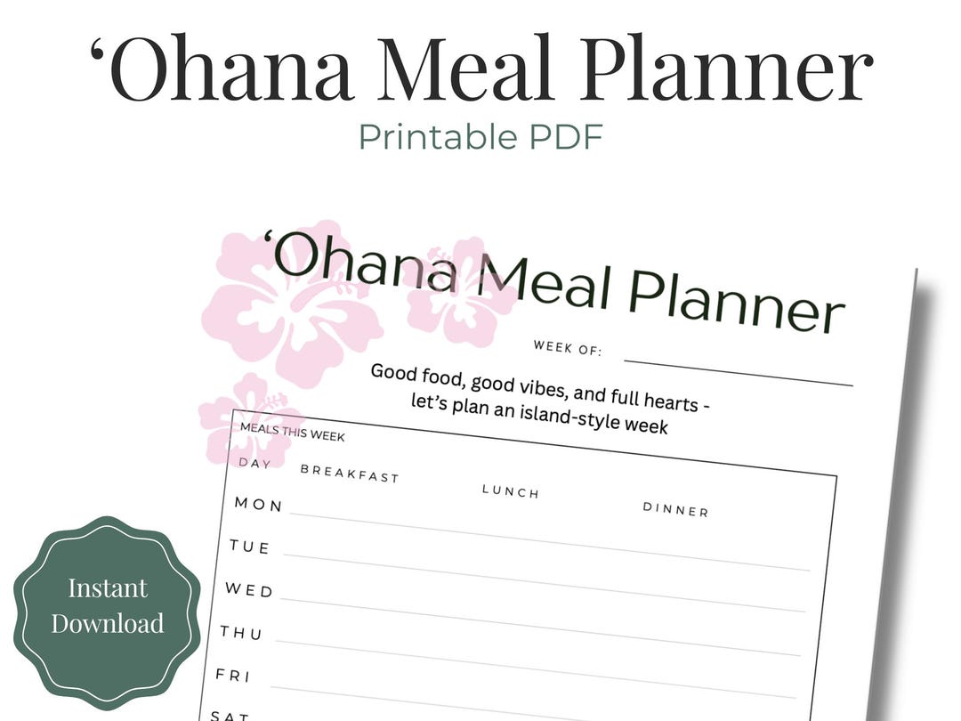 Weekly Meal Planner Printable | Family Meal Planning (instant Download ...