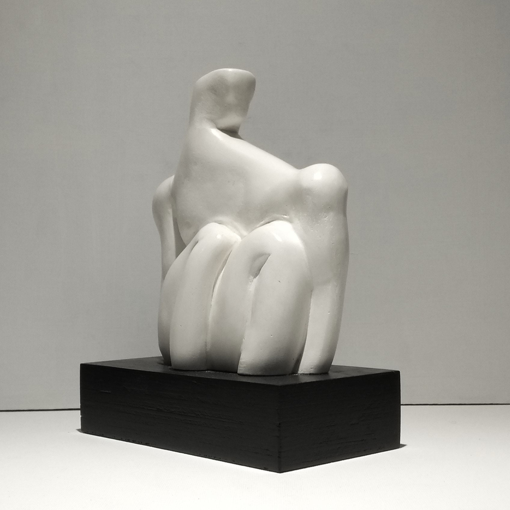 BRITISH CROUCHING SCULPTURE Hand Cast Plaster, Wax Finished Sculpture ...