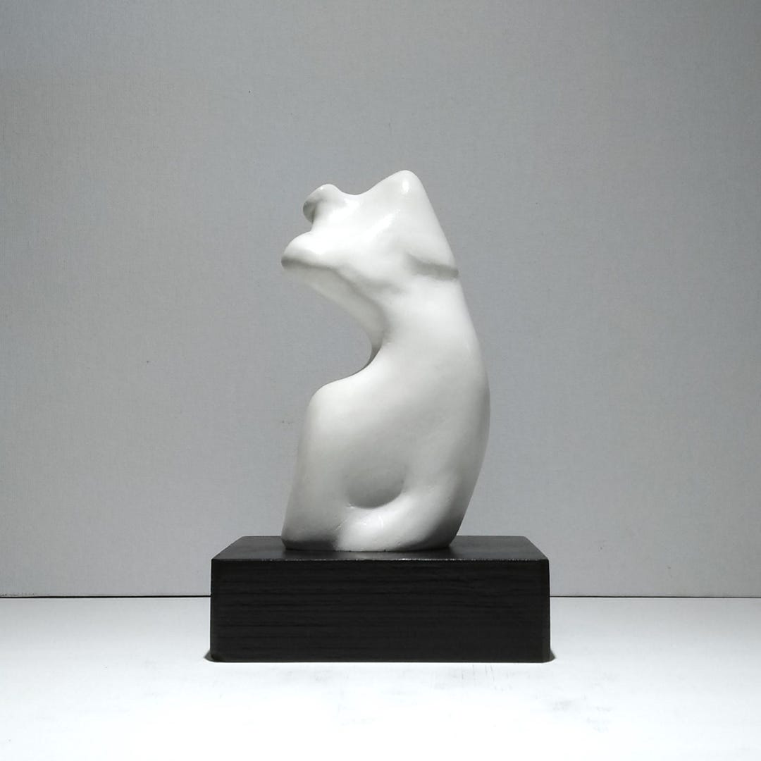 MODERN TORSO SCULPTURE: 'joy', Hand Cast Solid Plaster Mounted on Wood ...