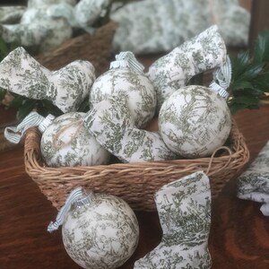 Green Mill Creek Toile Christmas Ornaments - Etsy
