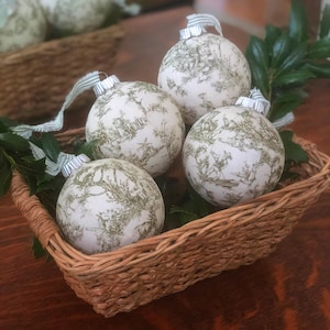 Green Mill Creek Toile Christmas Ornaments - Etsy