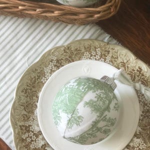 Winter-mint Green Toile Christmas Ornaments - Etsy