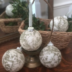 Green Mill Creek Toile Christmas Ornaments - Etsy