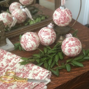 Lot 2: Red and Cream Toile Christmas Tree Ornaments - Etsy
