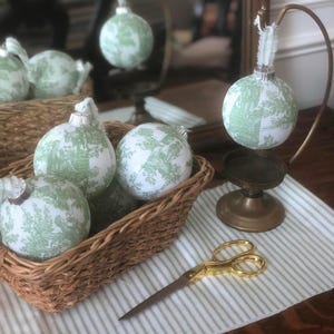 Winter-mint Green Toile Christmas Ornaments - Etsy