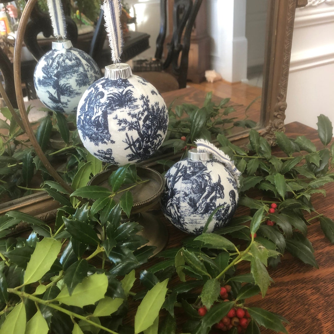 Indigo Toile Christmas Tree Ornaments - Etsy