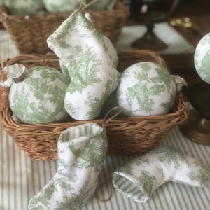 Winter-mint Green Toile Christmas Ornaments - Etsy