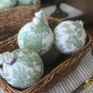 Winter-mint Green Toile Christmas Ornaments - Etsy