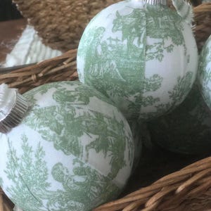 Winter-mint Green Toile Christmas Ornaments - Etsy