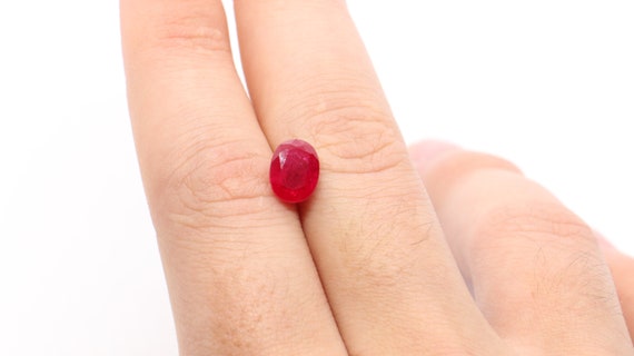 Lab Created Ruby With Inclusions 9x7mm 3.00cts | Etsy