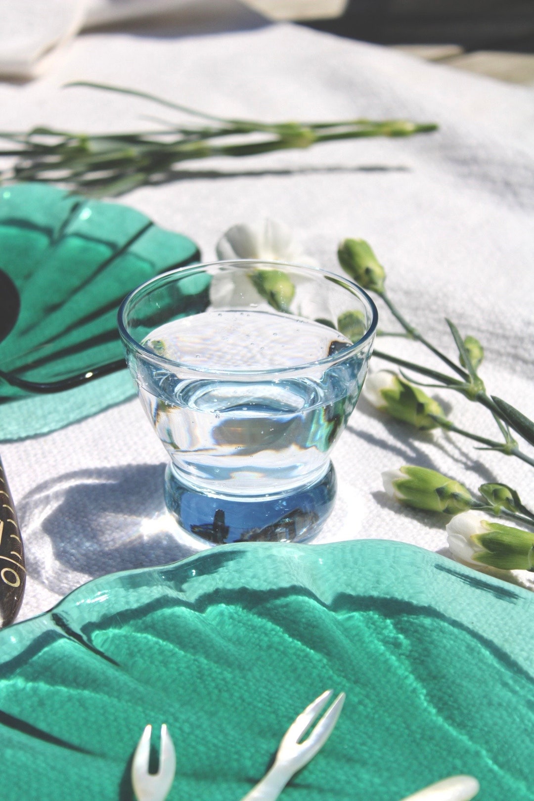Set of 4 Vintage Blue Juice Glasses Water Glass Vintage Glass Drink ...