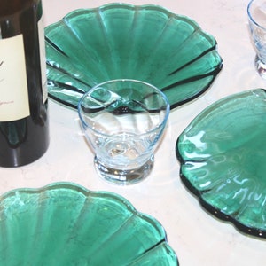 Set of 3 Vintage Green Appetizer Plates Vintage Plates Green Glass ...