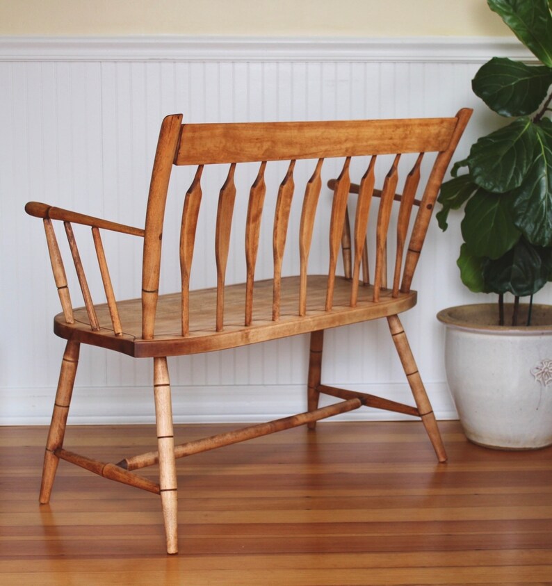 Mid 20th Century Vintage Nichols & Stone Cherrywood Bench - Etsy