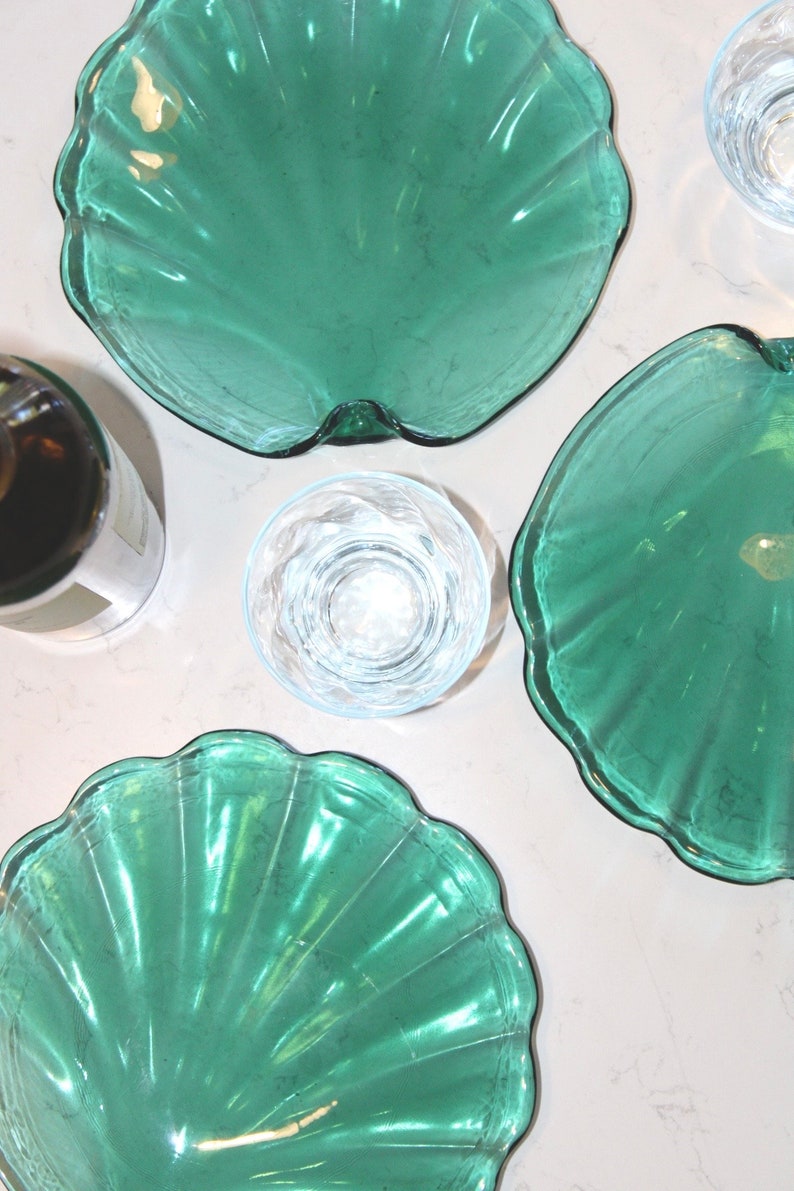 Set of 3 Vintage Green Appetizer Plates Vintage Plates Green Glass ...