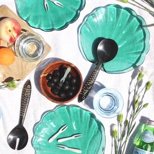 Set of 3 Vintage Green Appetizer Plates Vintage Plates Green Glass ...