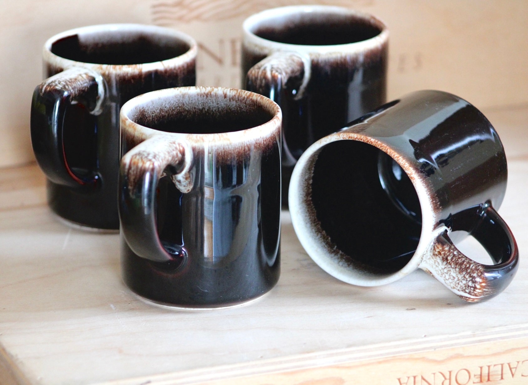 Vintage Pfaltzgraff Gourmet Brown Mugs Coffee Mugs Stoneware Vintage ...