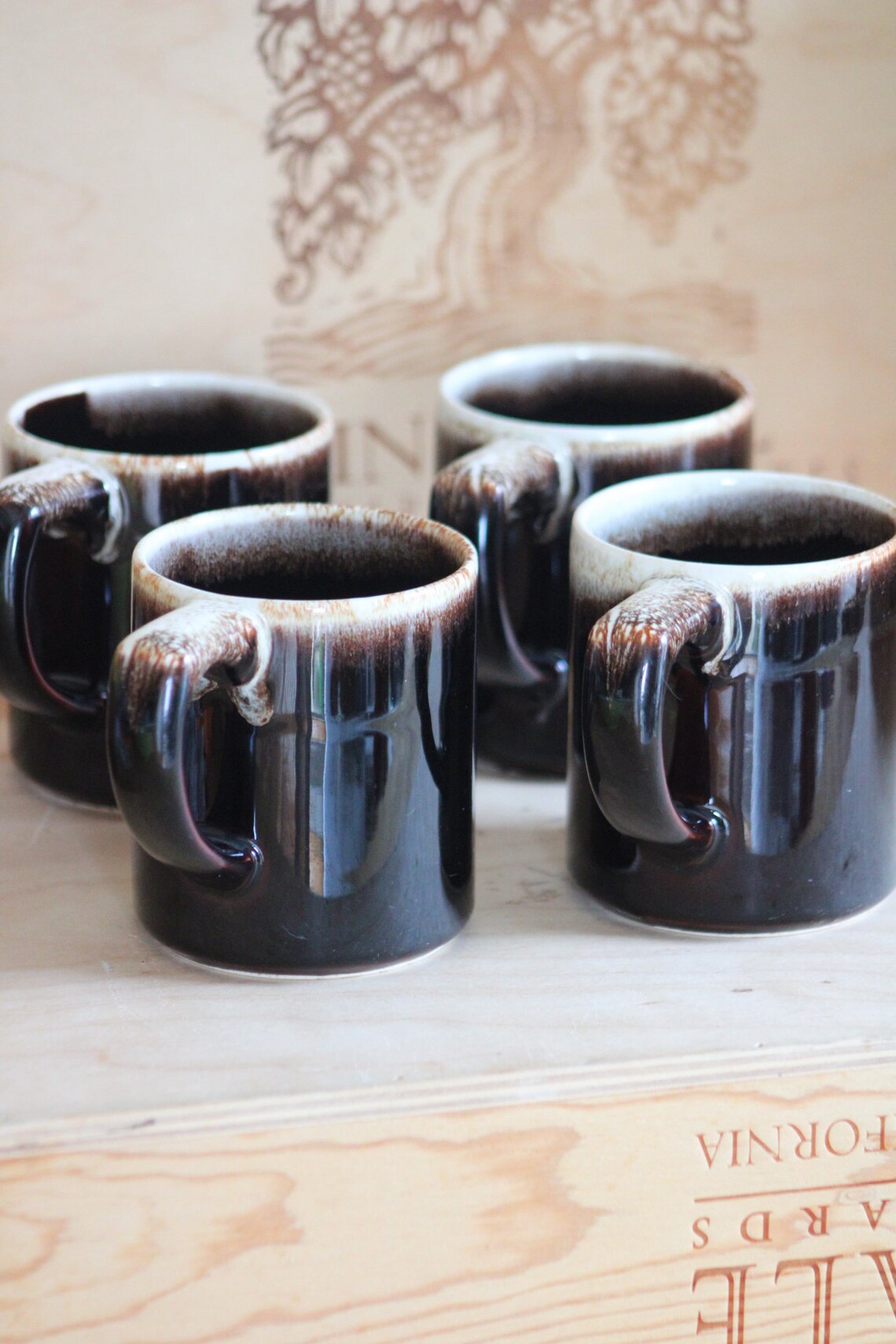 Vintage Pfaltzgraff Gourmet Brown Mugs Coffee Mugs Stoneware Vintage ...