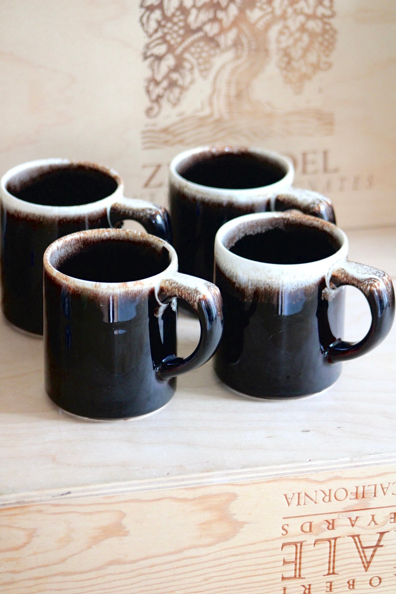 Vintage Pfaltzgraff Gourmet Brown Mugs Coffee Mugs Stoneware Vintage ...
