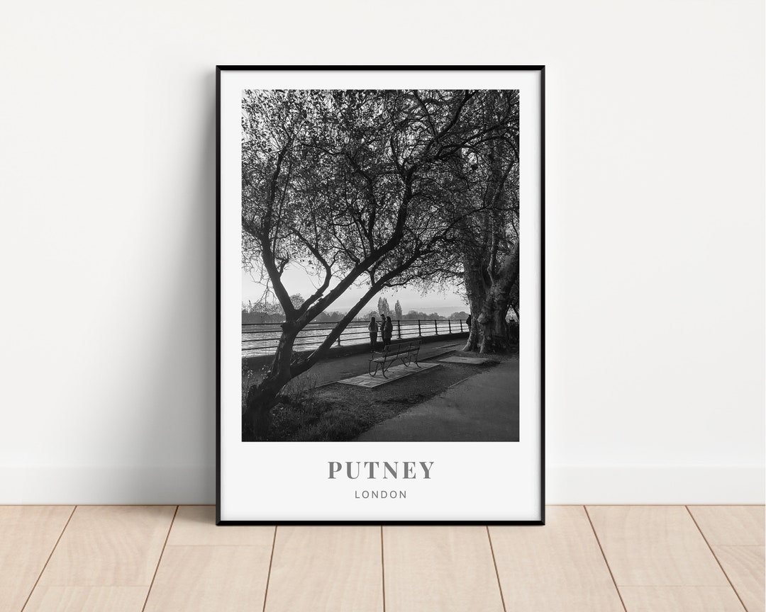 Putney Riverside Black and White Digital Print - Etsy