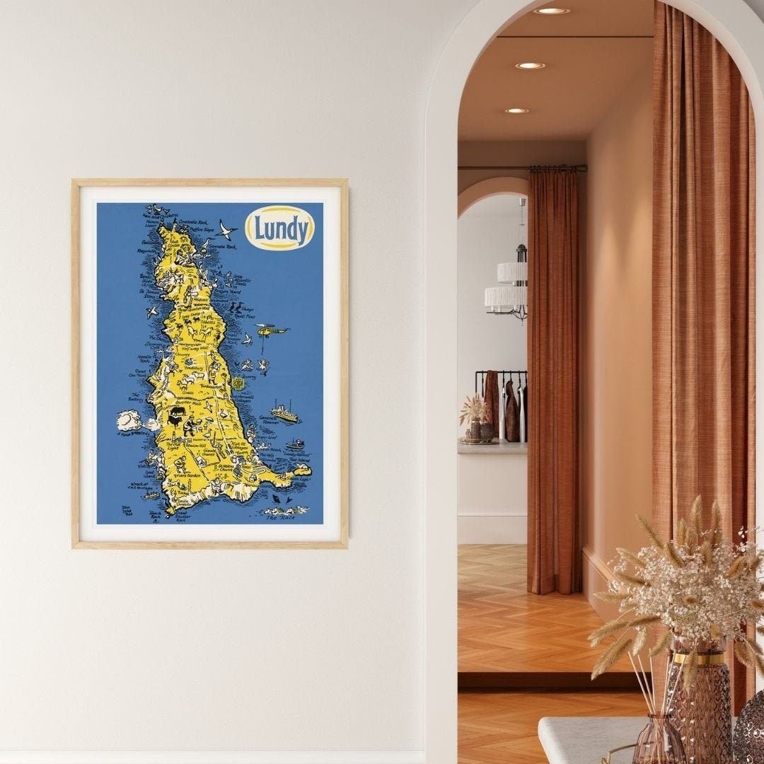 Vintage Lundy Island Map Print, John Dyke 1960s Artwork - Etsy