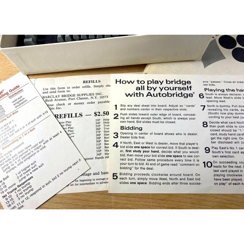 Vintage Autobridge Self-teaching Bridge Game by Grimaud France Complete ...