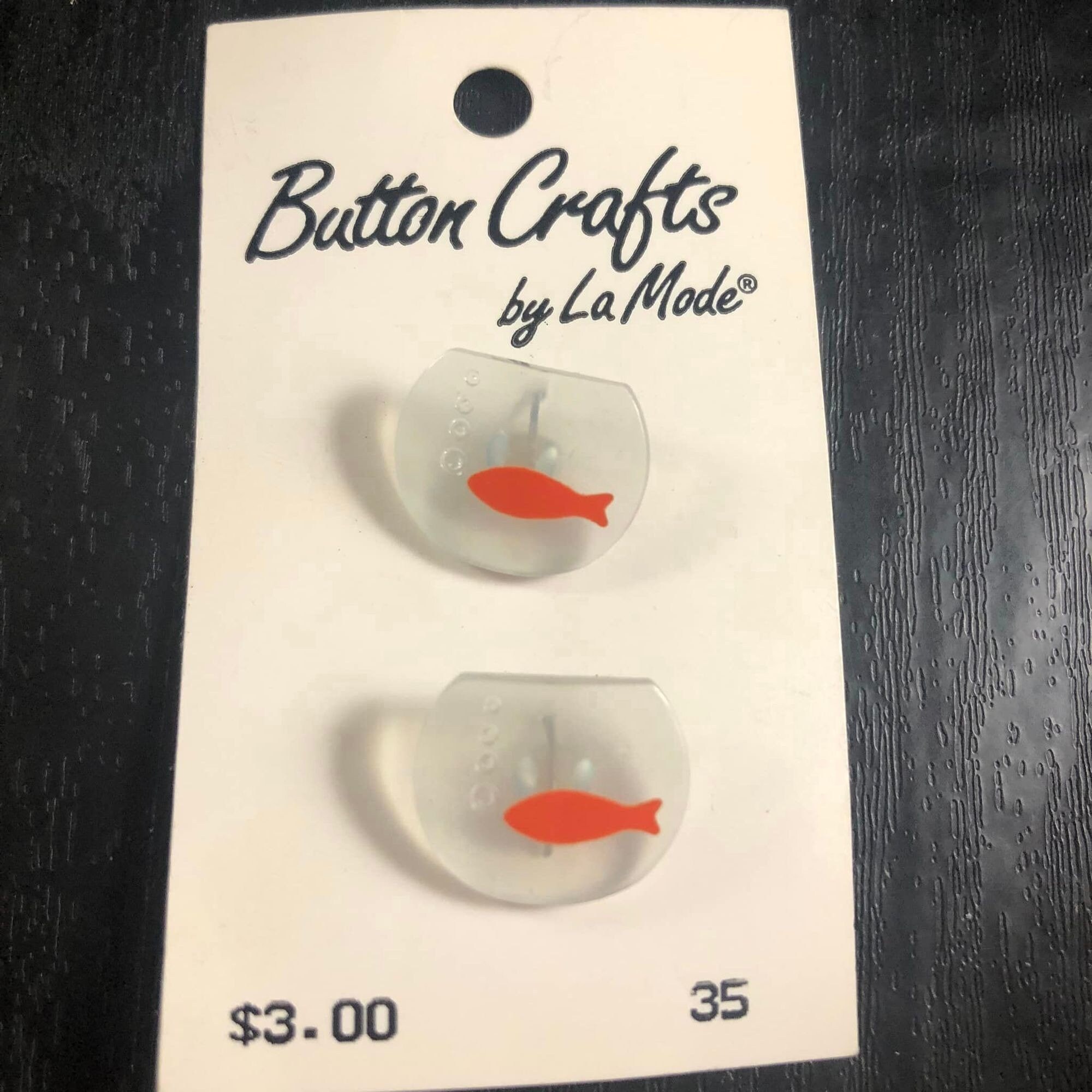 Vintage Gold Fish Bowl Buttons Sew Cute Lamode France Hand Washable on ...