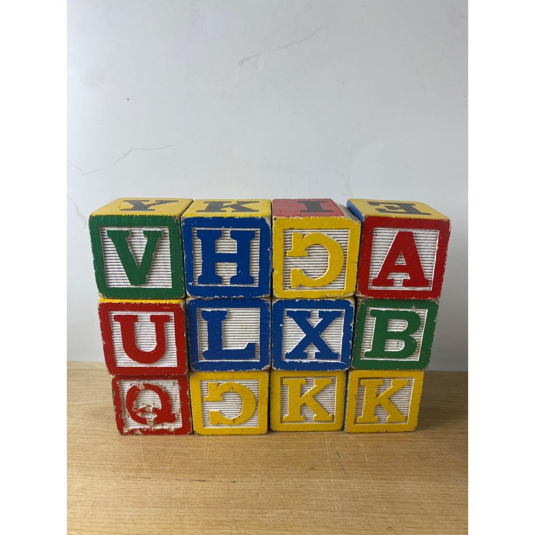 Vintage Wooden Alphabet Blocks Set - Etsy