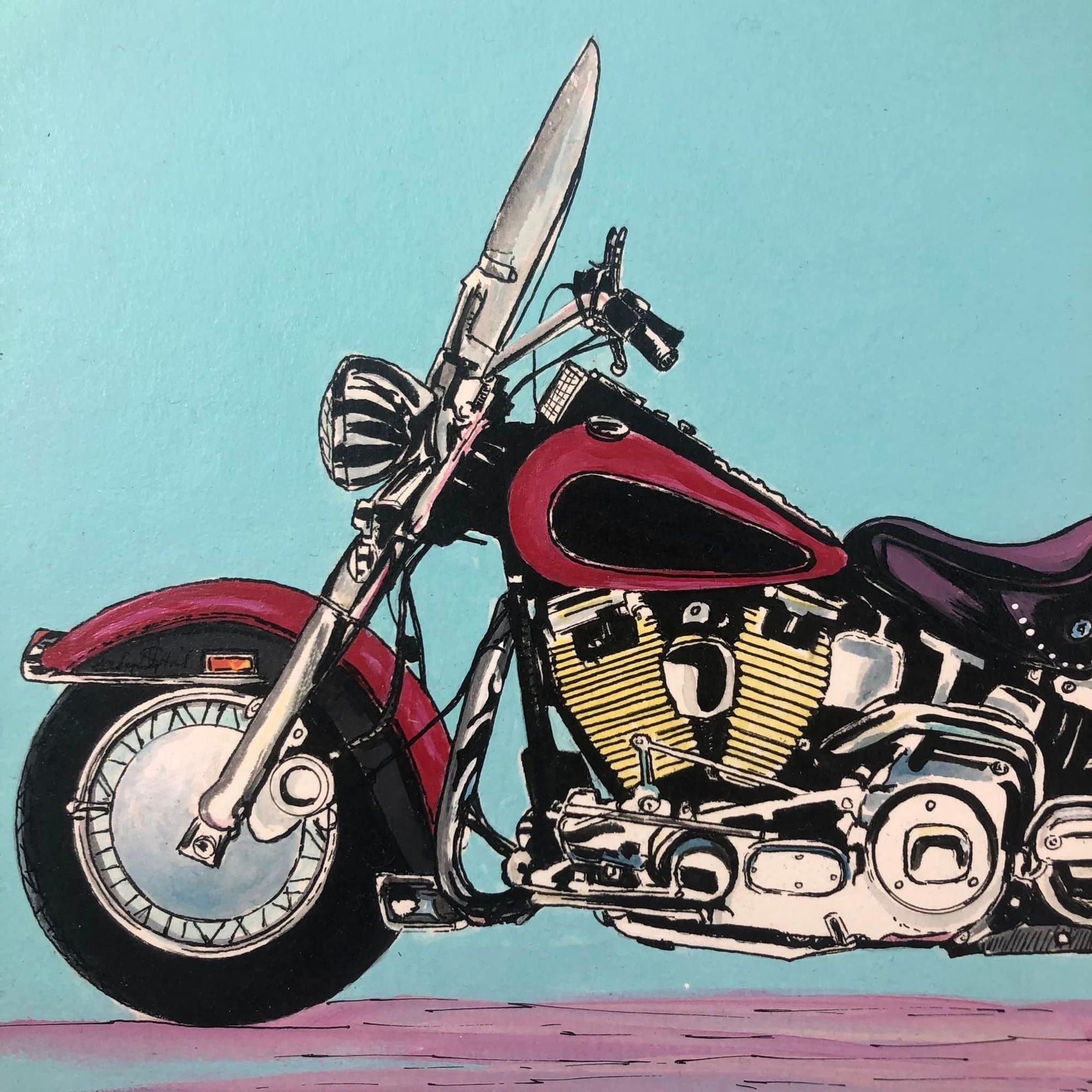 Harley Davidson Motorcycle Original Art Eric Mcglaughlin Heritage ...