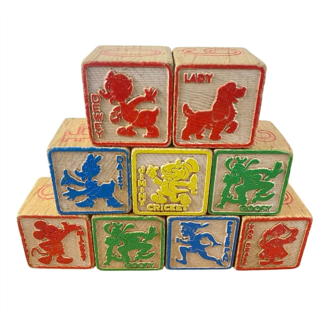 Vintage Disney Wooden Alphabet & Character Blocks Set - Etsy