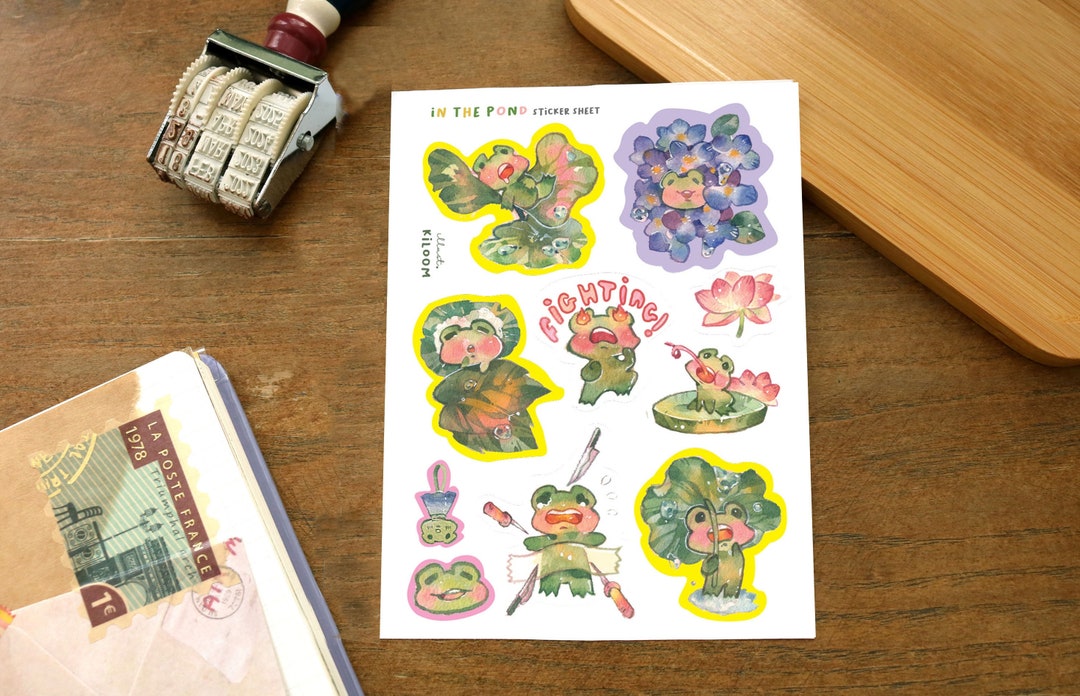 In the Pond Baby Frog Sticker Sheet by Kiloom - Etsy