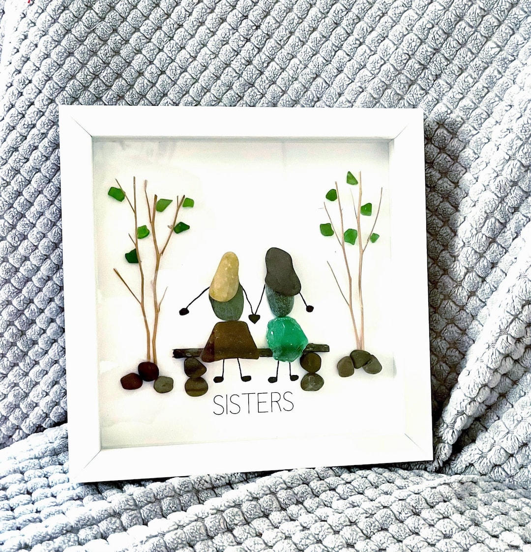 Sea Glass and Pebble Art, SISTERS. Gift for Sister, Friend, Birthday ...