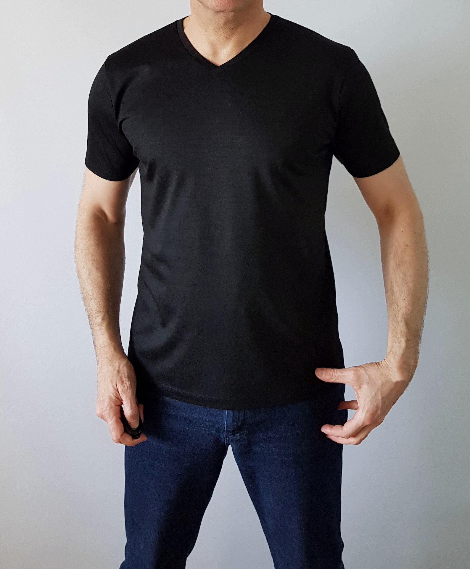 Black merino t-shirt. V-neck. 100 % merino 175 micron wool | Etsy Black merino t-shirt. V-neck. 100 % merino 175 micron wool | Etsy