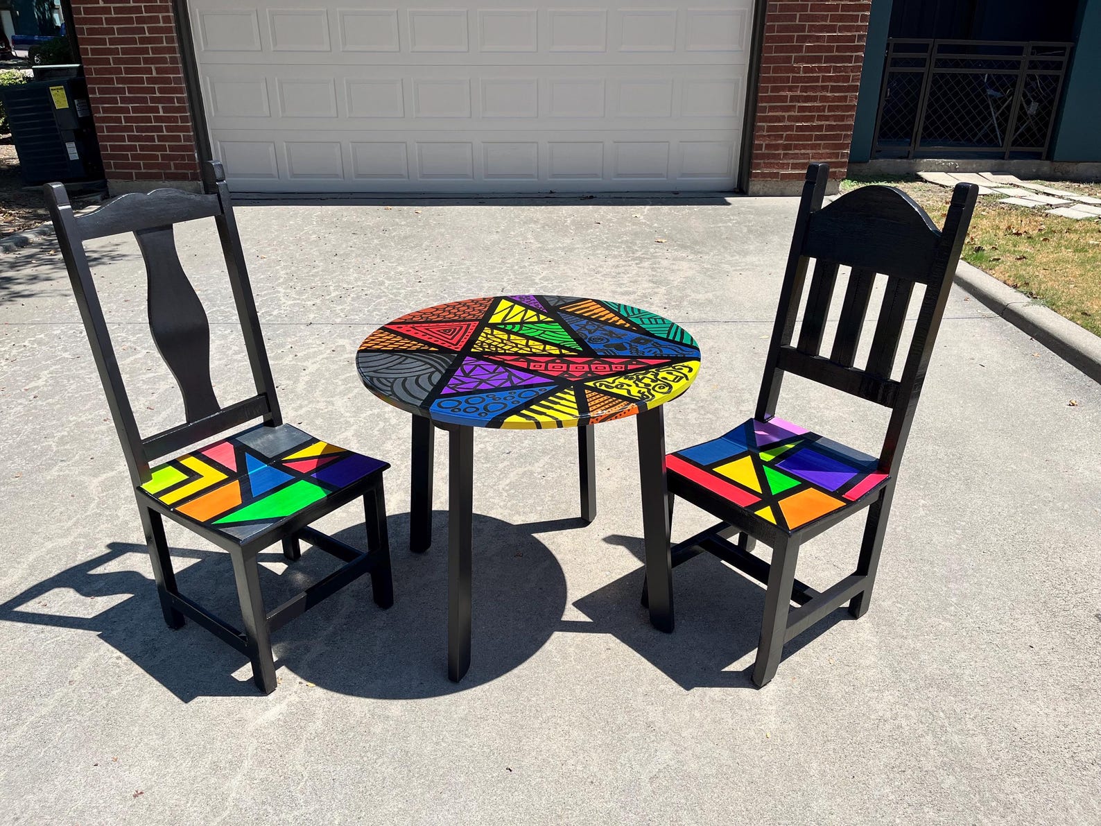 Multi Color Custom Painted Table - Etsy