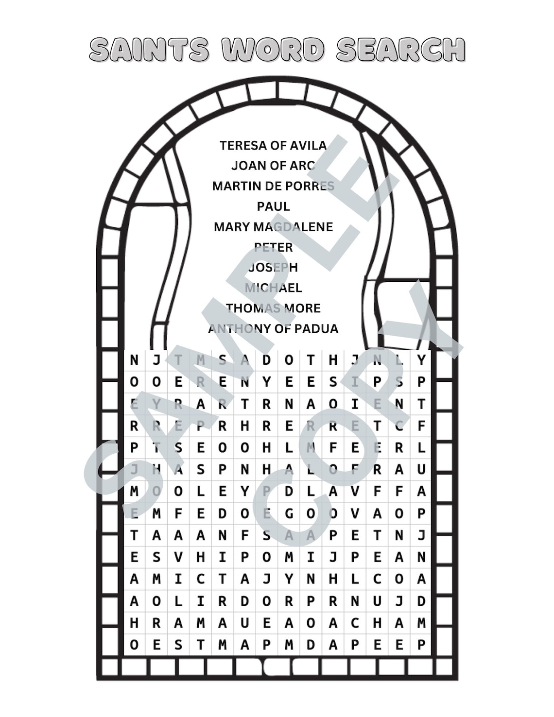 Saints Printable Word Search Sheet Catechism Class Worksheets ...