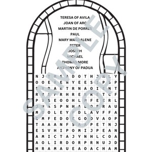 Saints Printable Word Search Sheet Catechism Class Worksheets ...