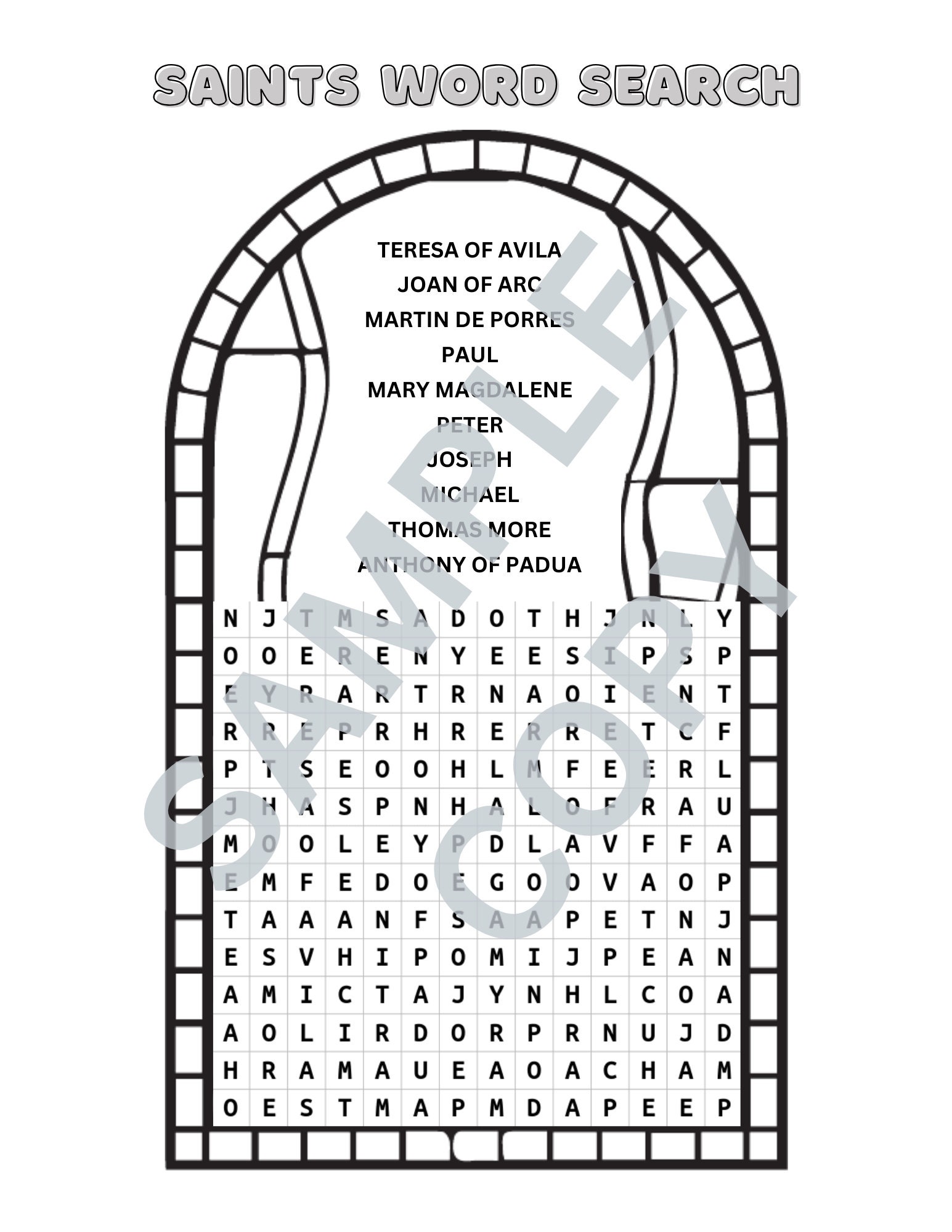 Saints Printable Word Search Sheet Catechism Class Worksheets ...
