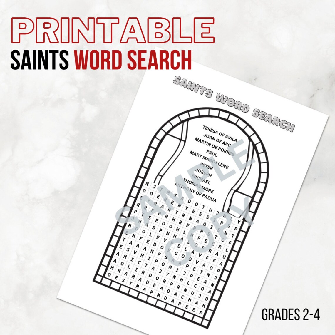 Saints Printable Word Search Sheet Catechism Class Worksheets ...