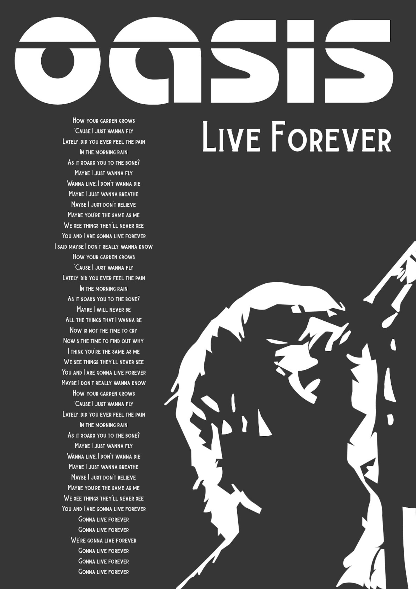 Live Forever Oasis song Poster Oasis Print Oasis song | Etsy