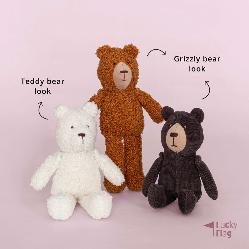 Teddy Bear Plush Sewing Pattern PDF + Fishing Hat & Vest – DIY Easy ...